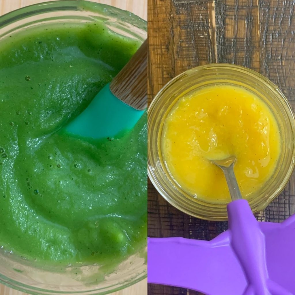 Pea Mint Purée & Mango Vanilla Purée - The Sylvia Center