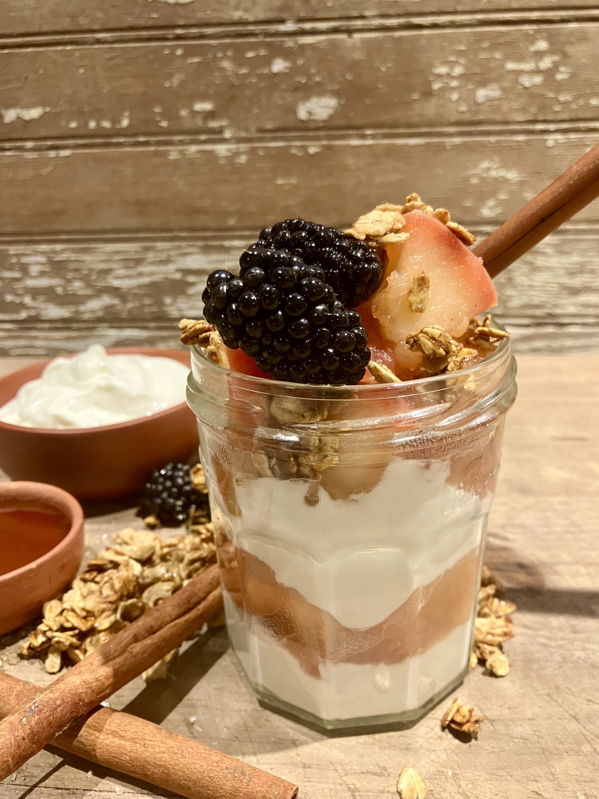 Apple Honey Parfait with Toasted Oats and Berries - The Sylvia Center